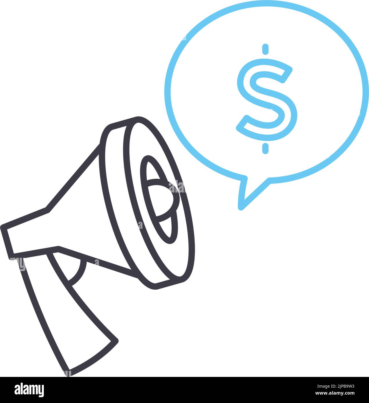 paid promotion line icon, outline symbol, vector illustration, concept ...