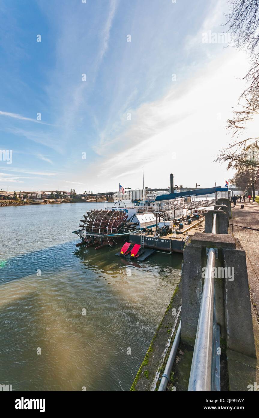 Oregon Maritime Museum aboard sternwheeler Portland on Willamette River ...