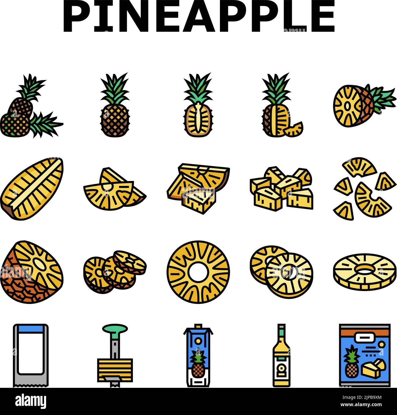 pineapple fruit tropical food icons set vector Stock Vector Image & Art ...