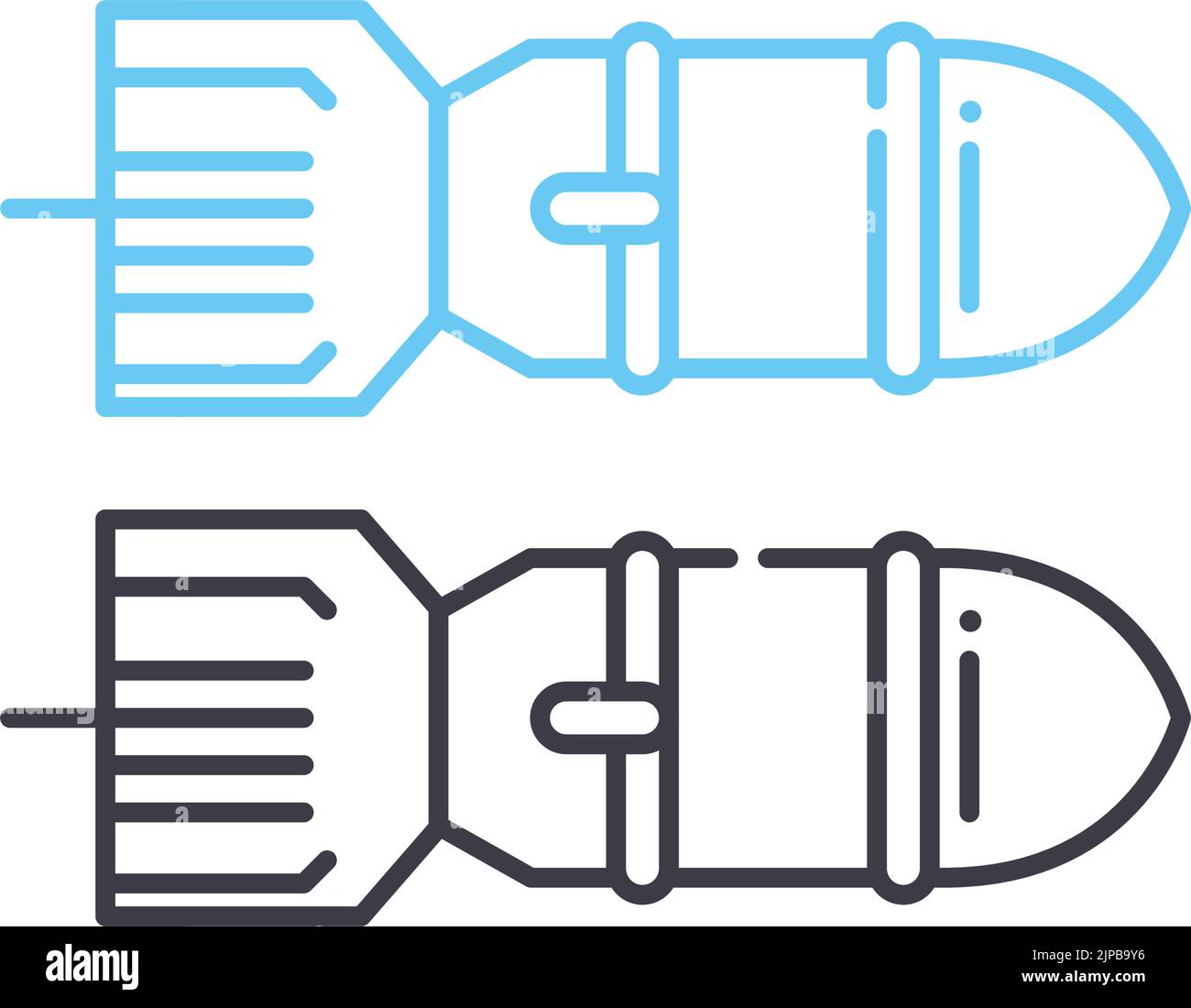 missile line icon, outline symbol, vector illustration, concept sign ...
