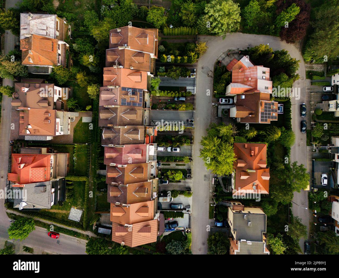 An aerial view of a settlement Stock Photo - Alamy