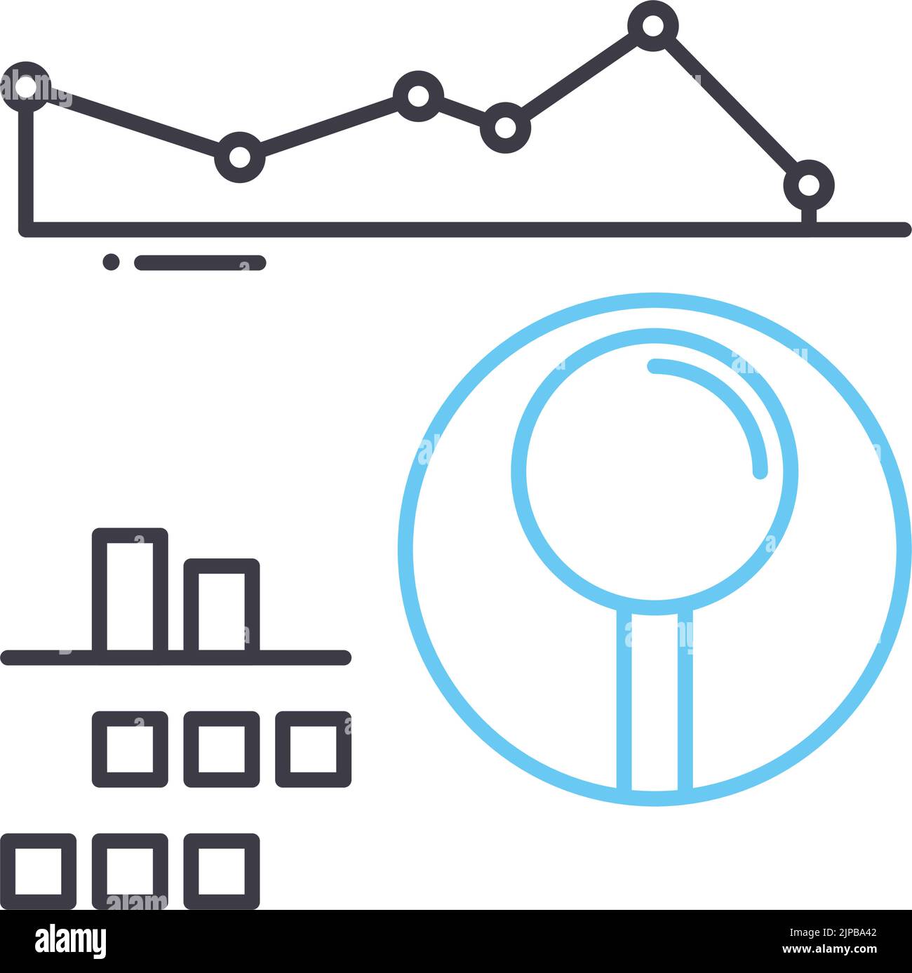 market research line icon, outline symbol, vector illustration, concept ...
