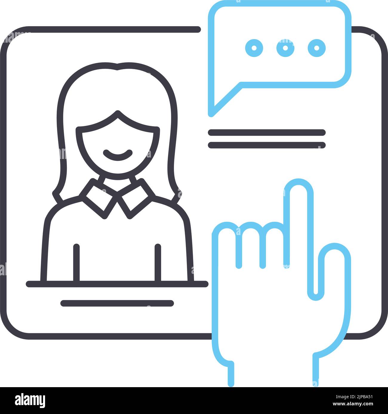 online support line icon, outline symbol, vector illustration, concept ...