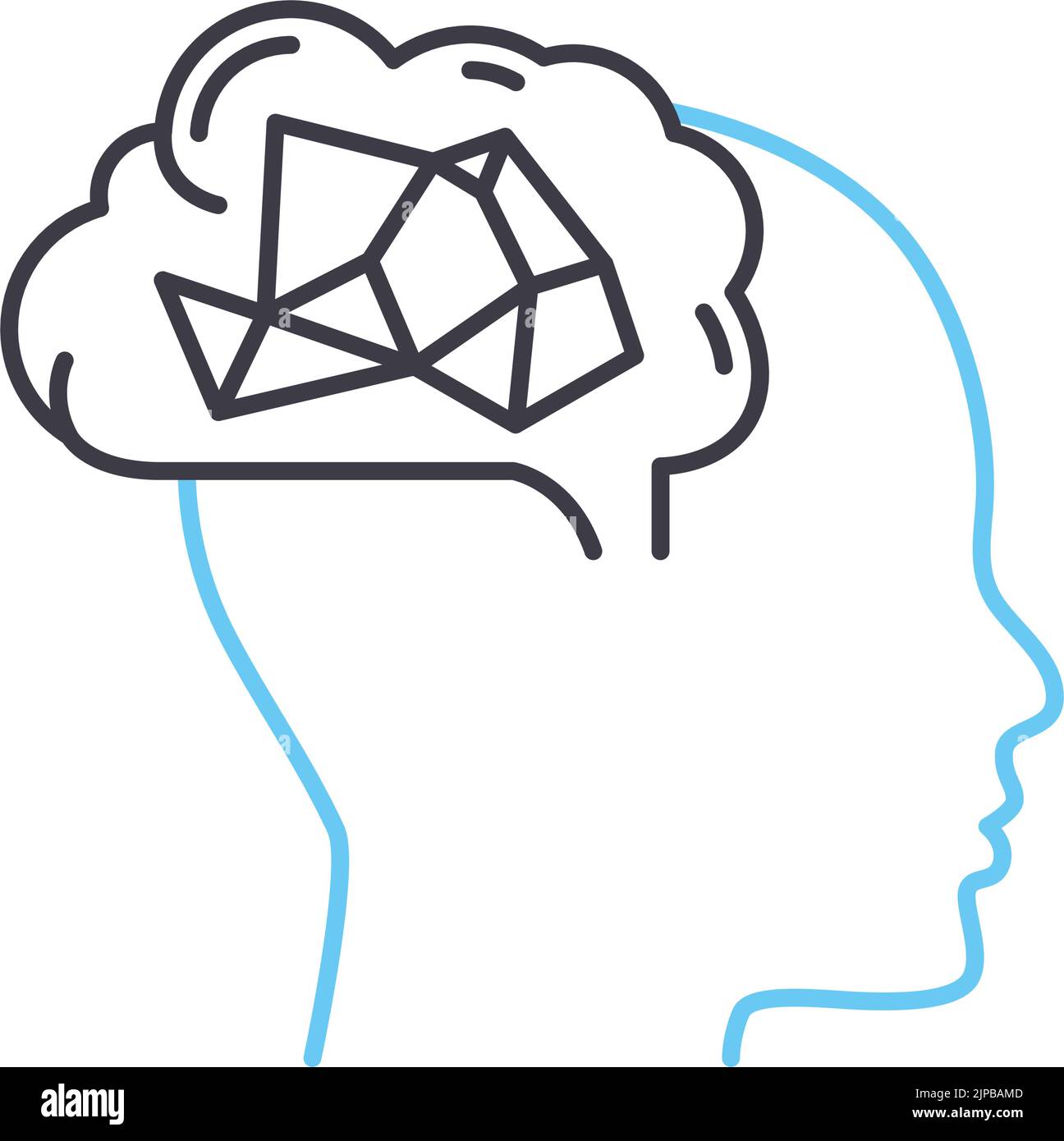 mind digitization line icon, outline symbol, vector illustration ...