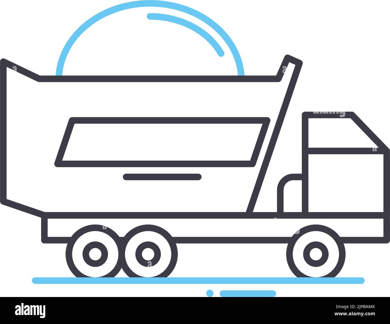 sand dump truck line icon, outline symbol, vector illustration, concept ...