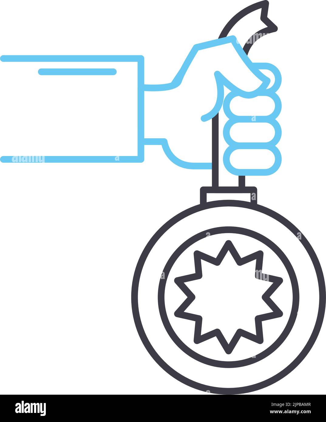 win medal line icon, outline symbol, vector illustration, concept sign ...