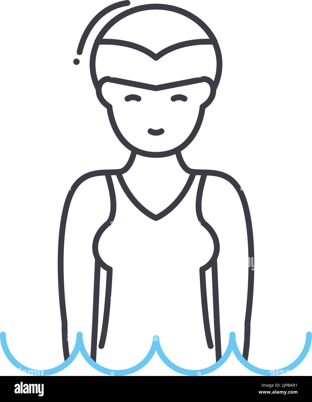 swimming line icon, outline symbol, vector illustration, concept sign ...