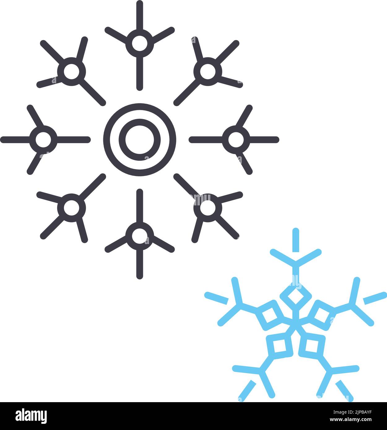 snowflake line icon, outline symbol, vector illustration, concept sign ...