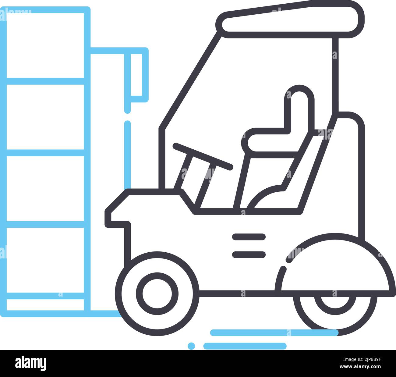 warehouse forklift line icon, outline symbol, vector illustration ...