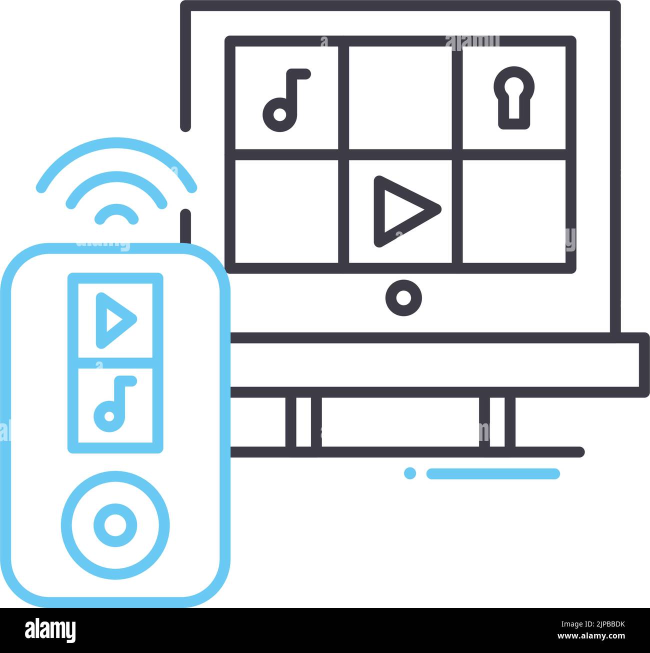 smart tv line icon, outline symbol, vector illustration, concept sign ...