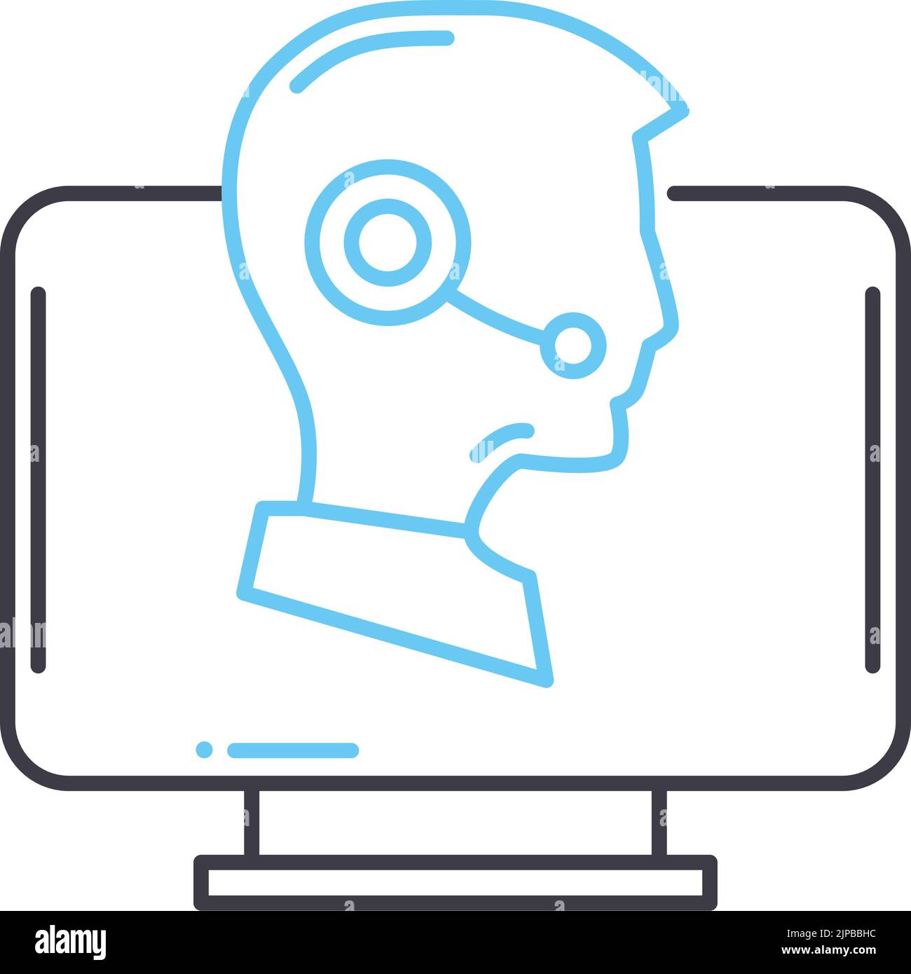 online support line icon, outline symbol, vector illustration, concept ...