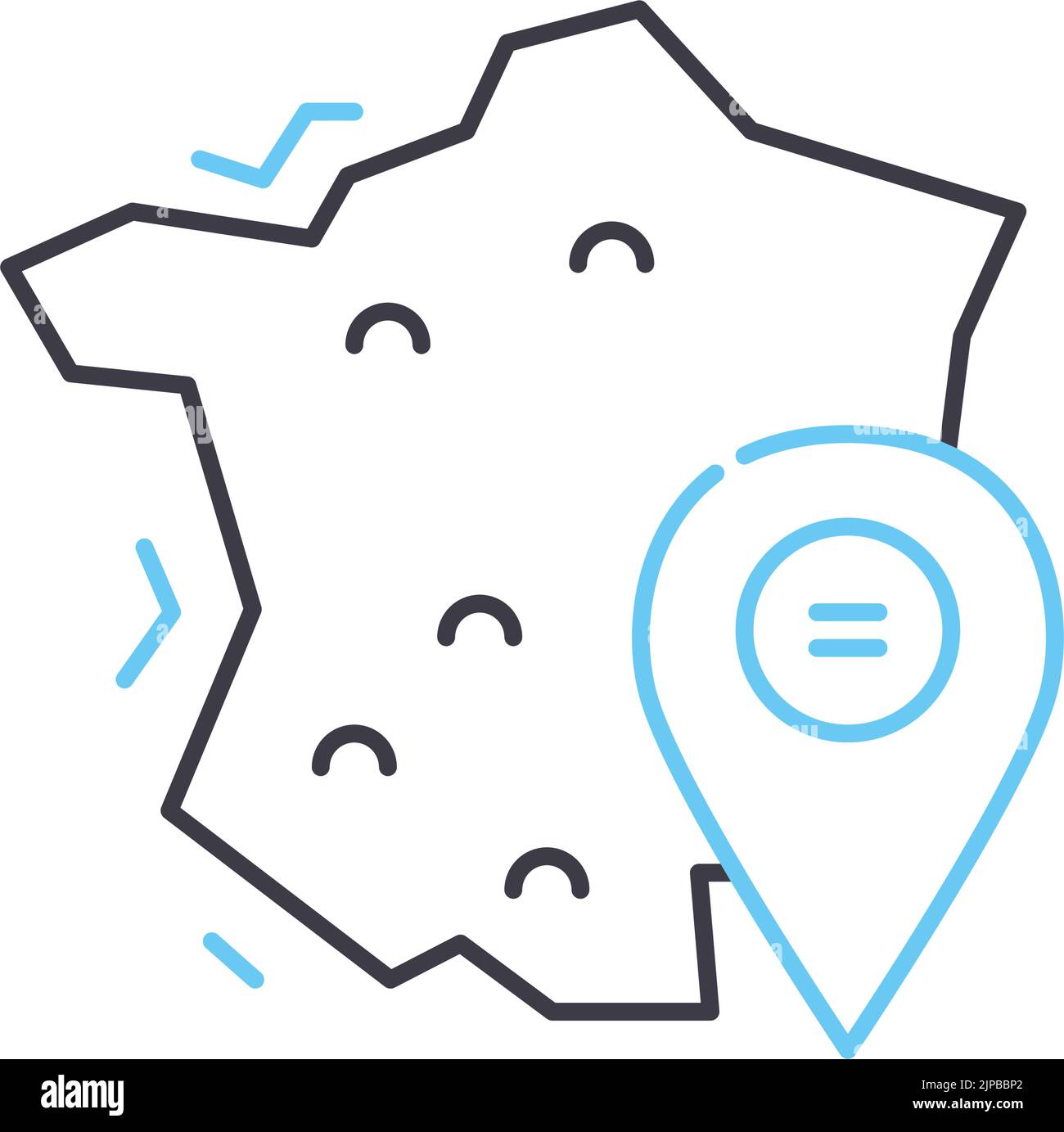 france map line icon, outline symbol, vector illustration, concept sign ...