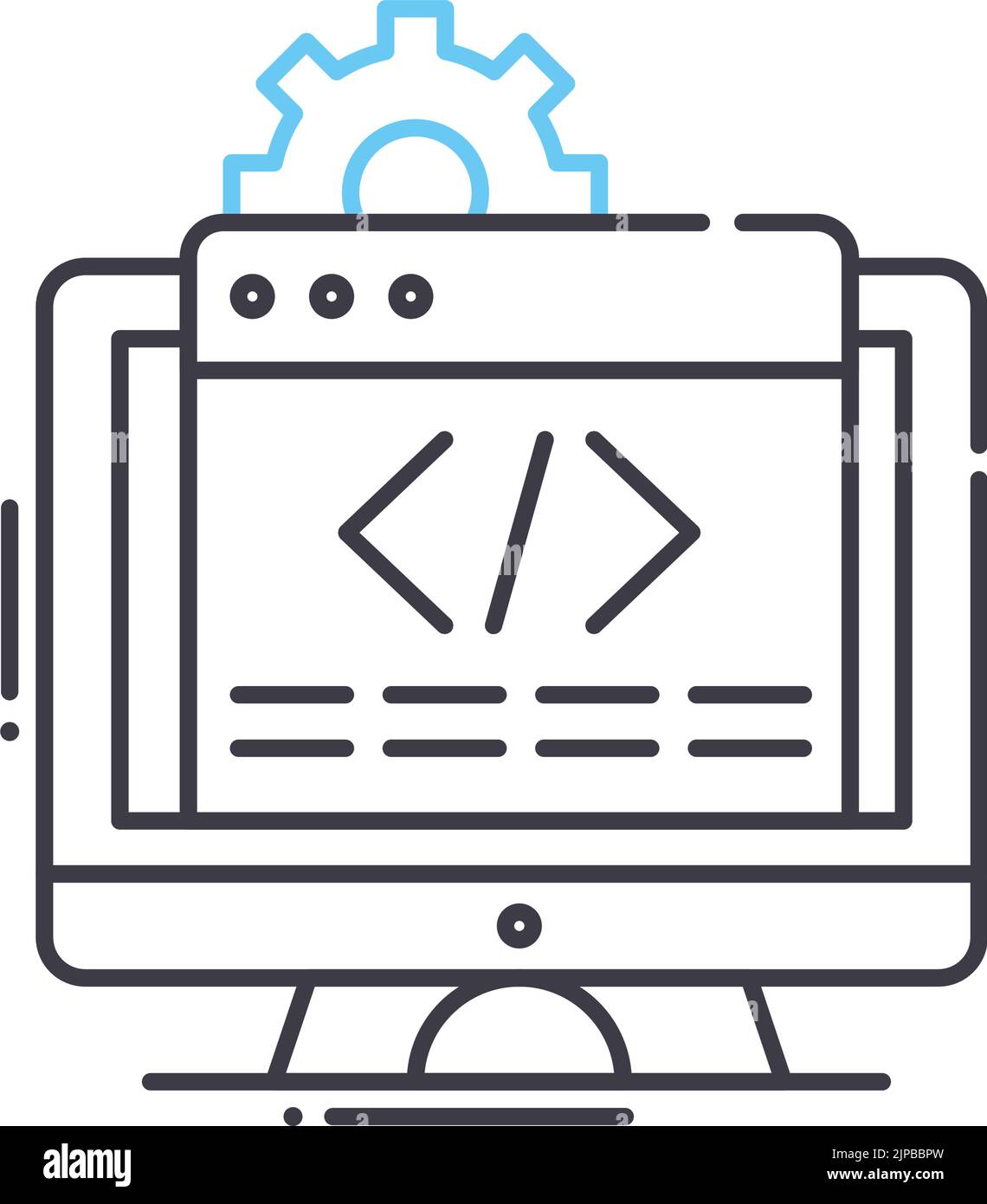 web developer line icon, outline symbol, vector illustration, concept ...