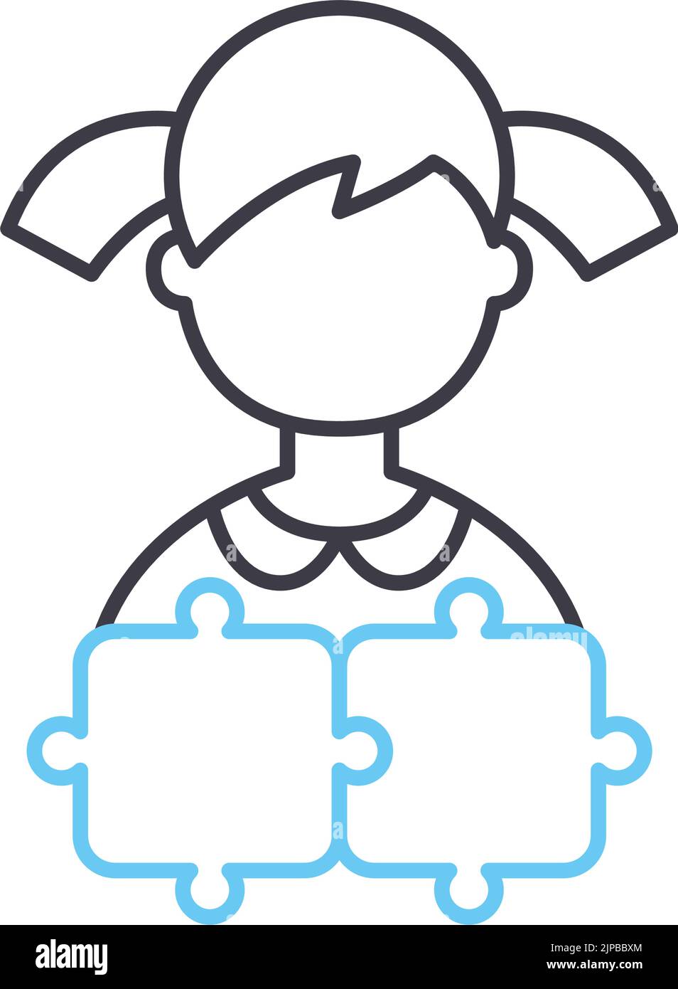 synergy and shaped mind line icon, outline symbol, vector illustration ...