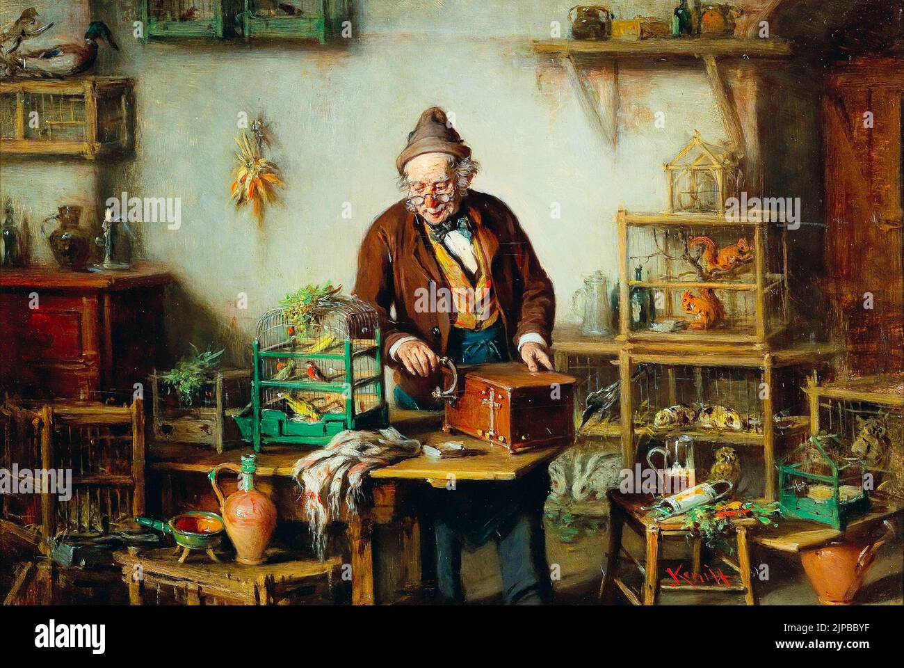 Beim Thierhändler (At the animal dealer). Painting by Hermann Armin von ...