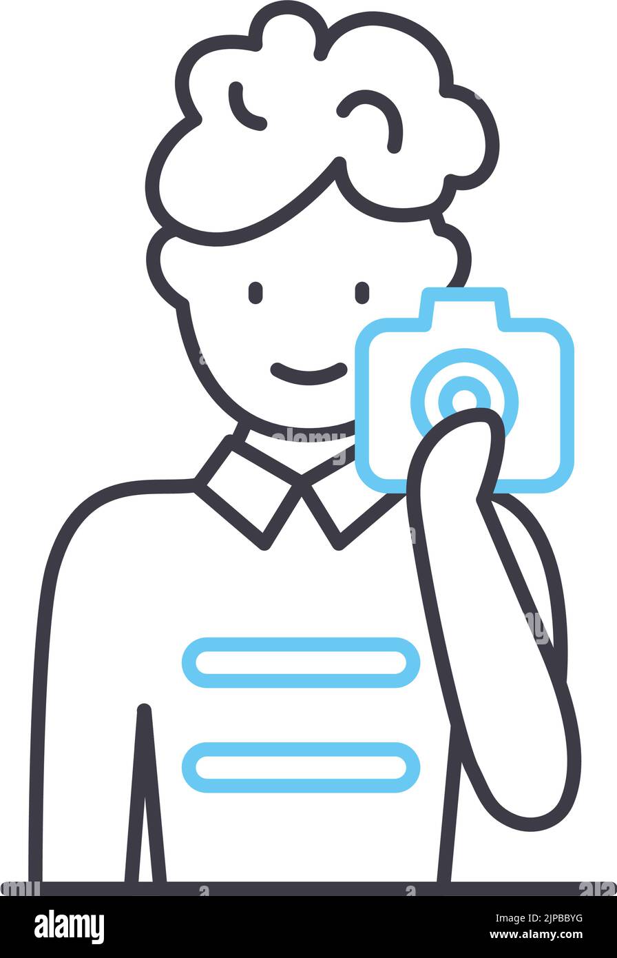photographer line icon, outline symbol, vector illustration, concept ...