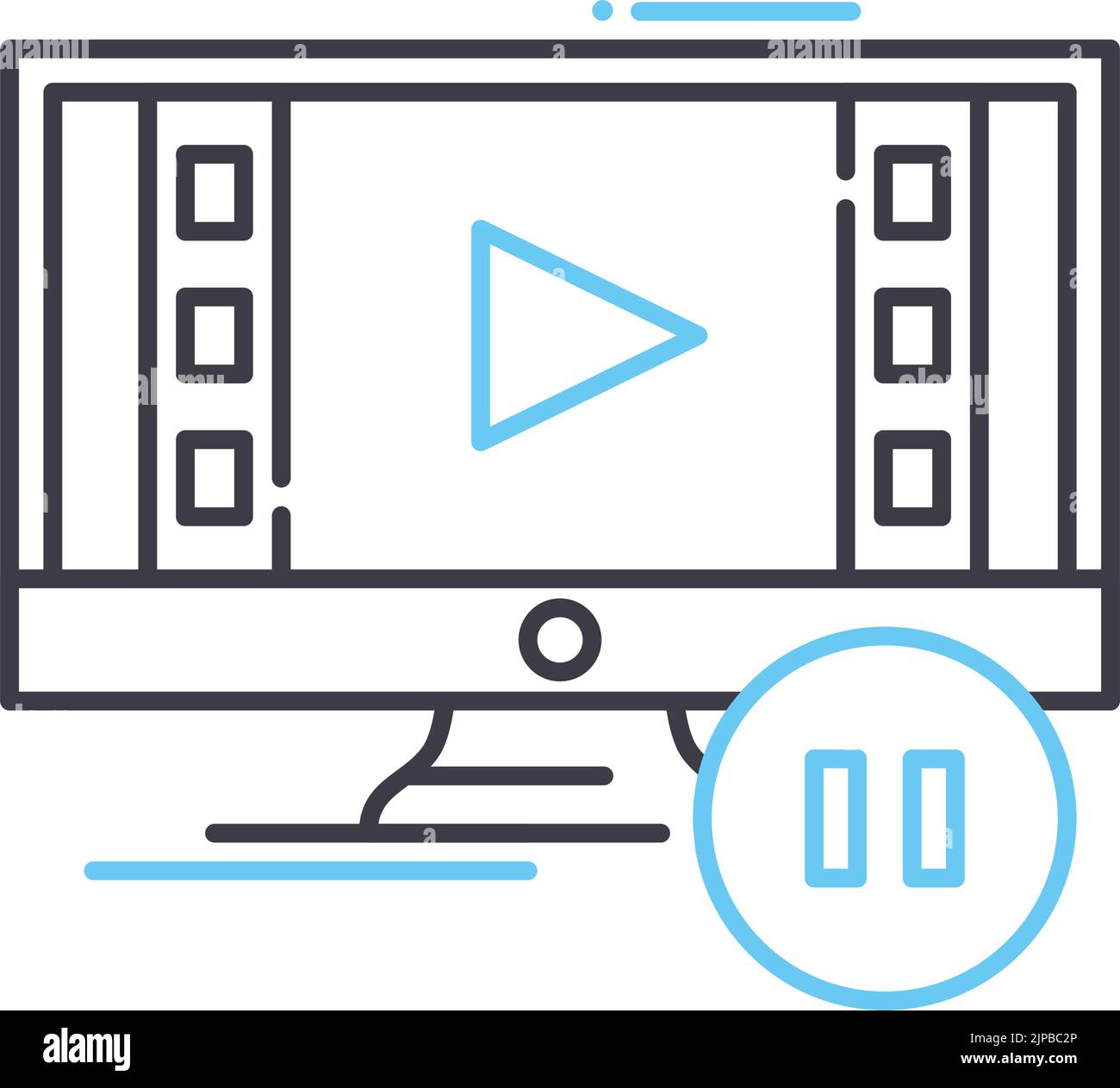 stop movie line icon, outline symbol, vector illustration, concept sign ...