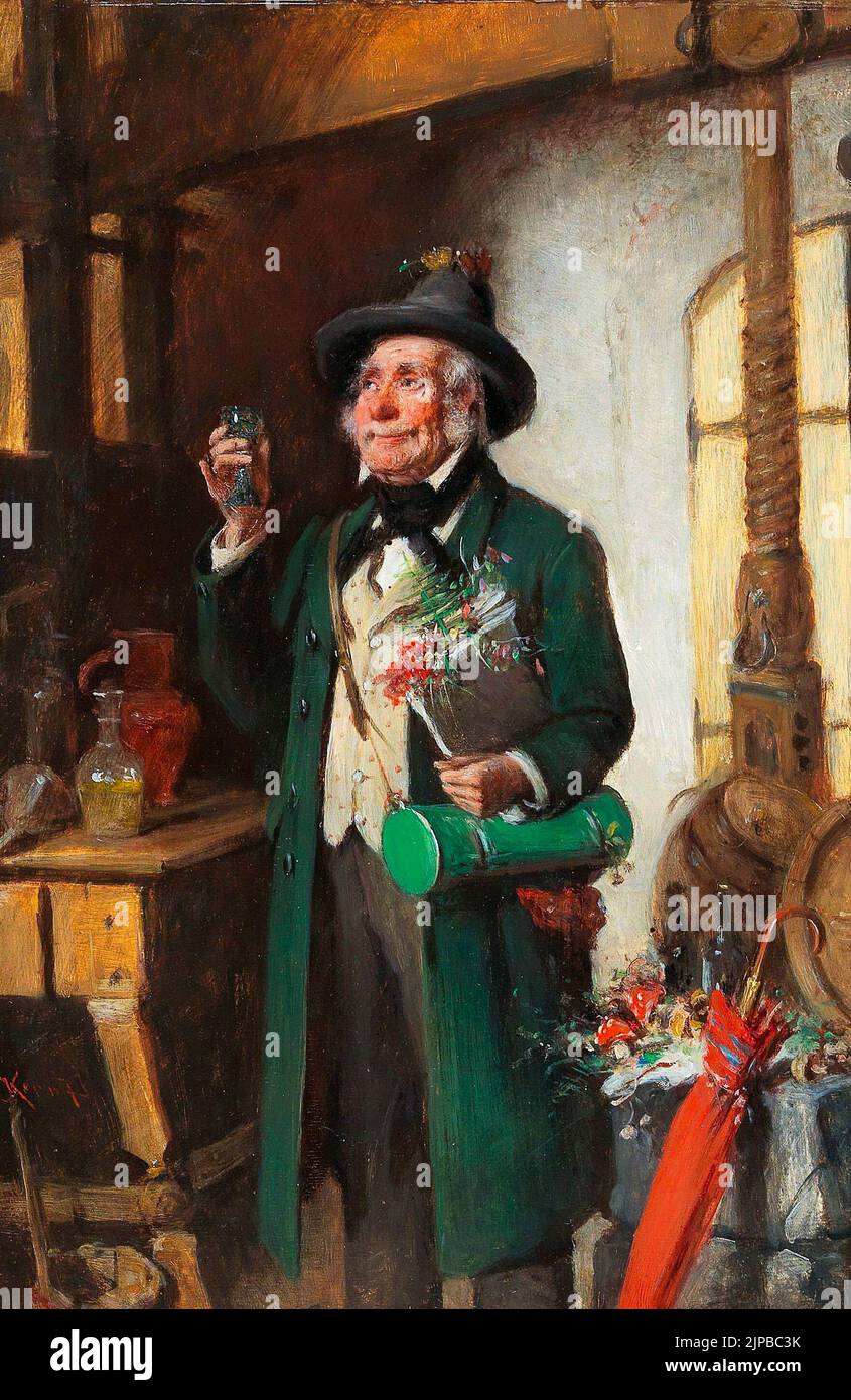 The Satisfied Botanist. Painting by Hermann Armin von Kern Stock Photo ...