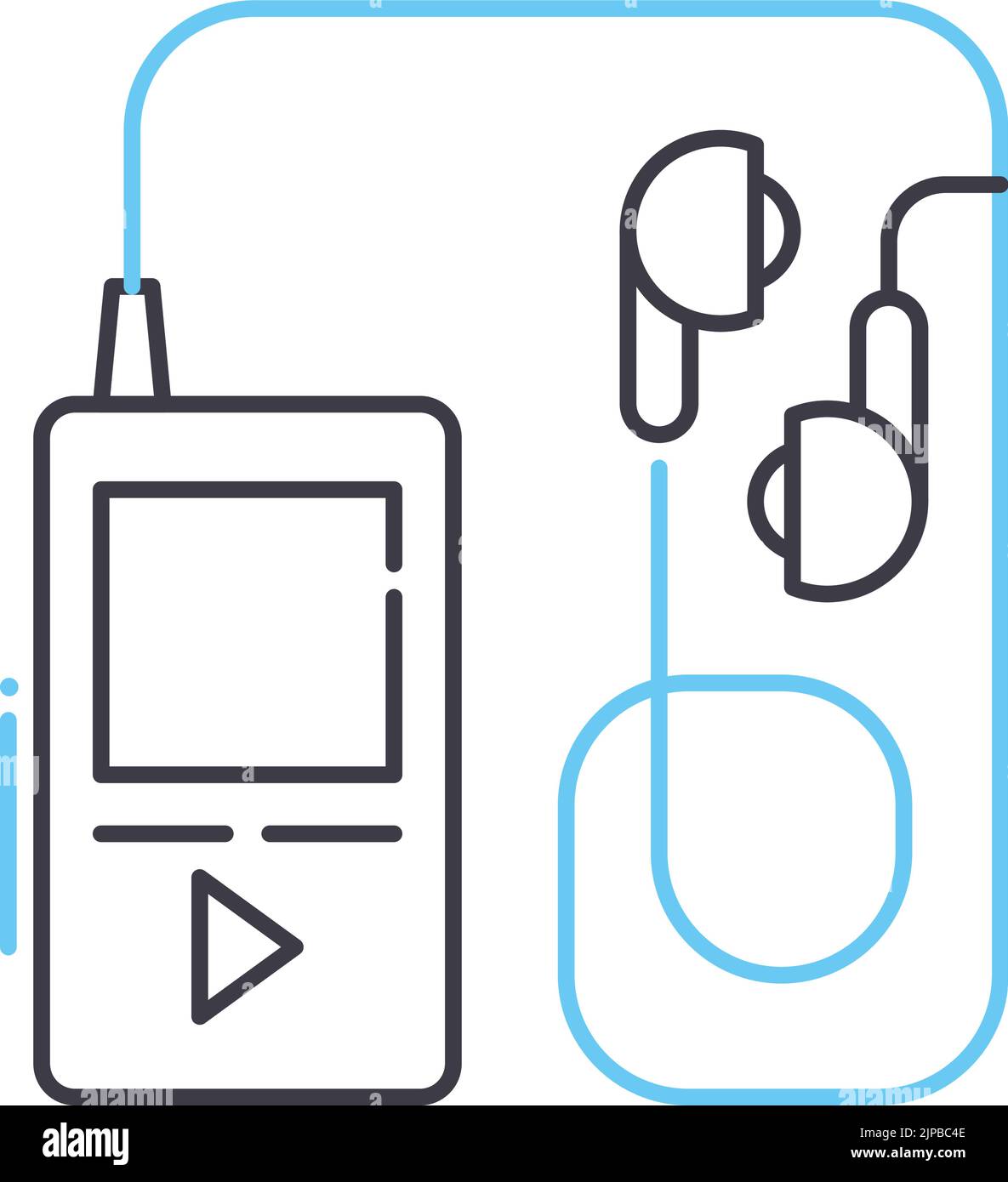 music player line icon, outline symbol, vector illustration, concept ...