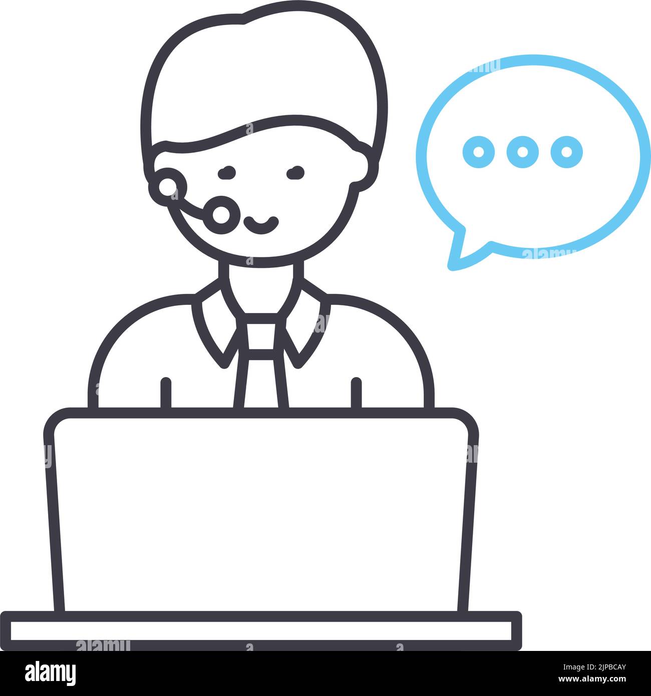 support line icon, outline symbol, vector illustration, concept sign ...