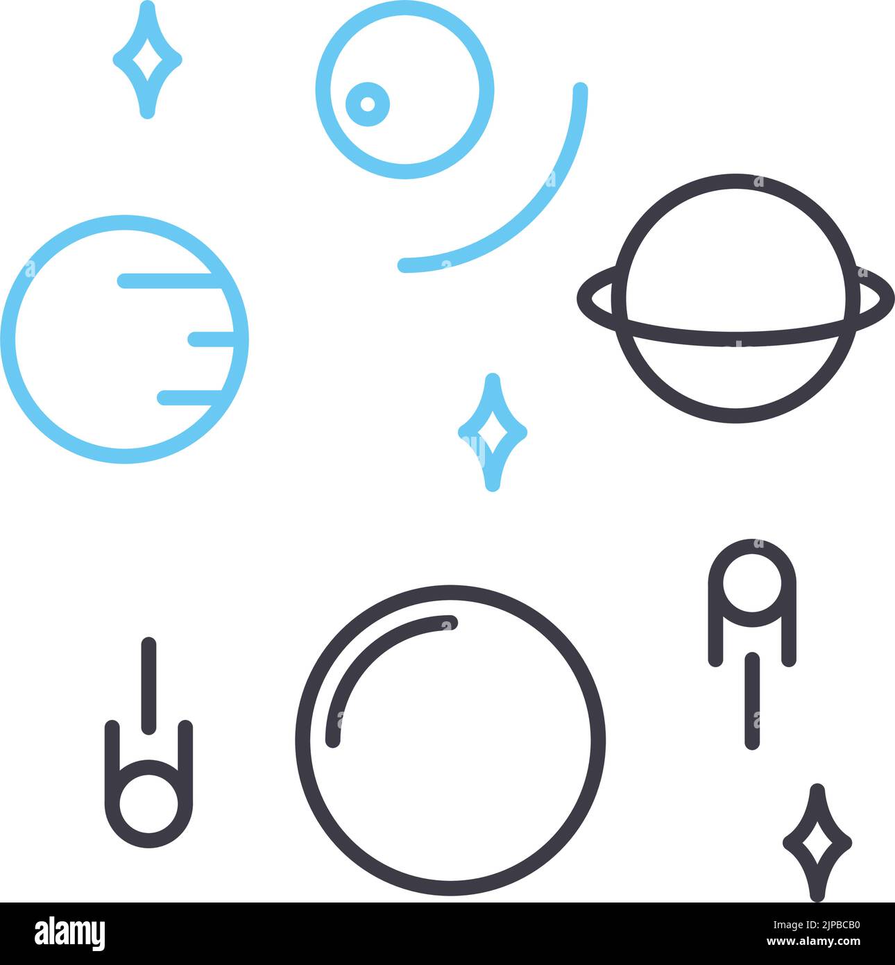 space and universe line icon, outline symbol, vector illustration ...