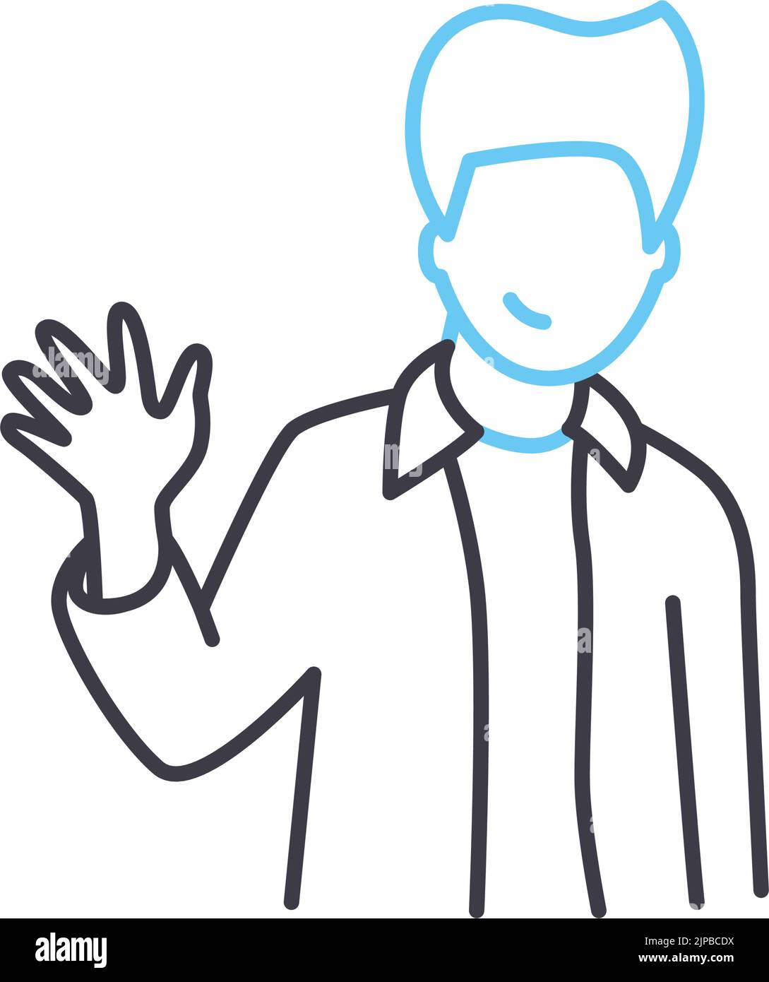 friendly greeting line icon, outline symbol, vector illustration ...