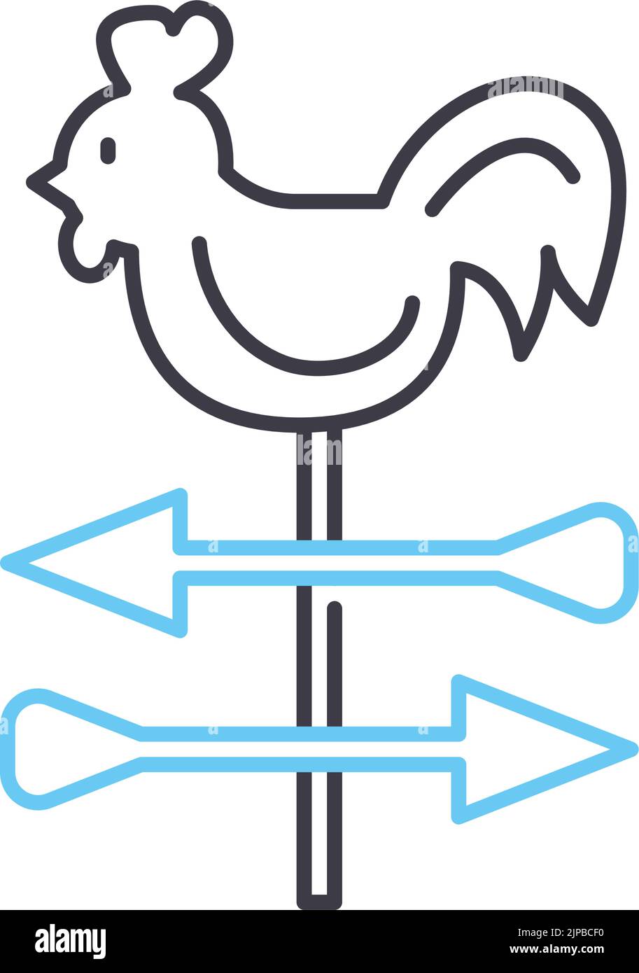 windvane arrow line icon, outline symbol, vector illustration, concept ...