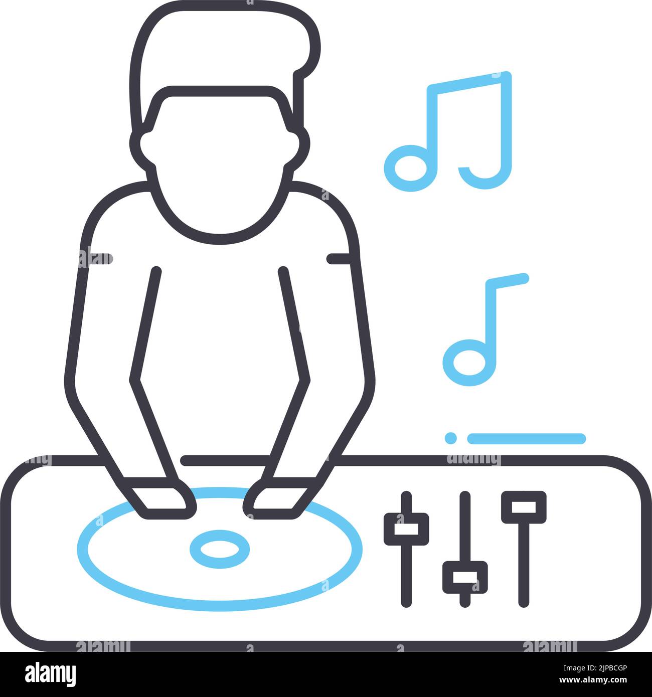 mixing console line icon, outline symbol, vector illustration, concept ...