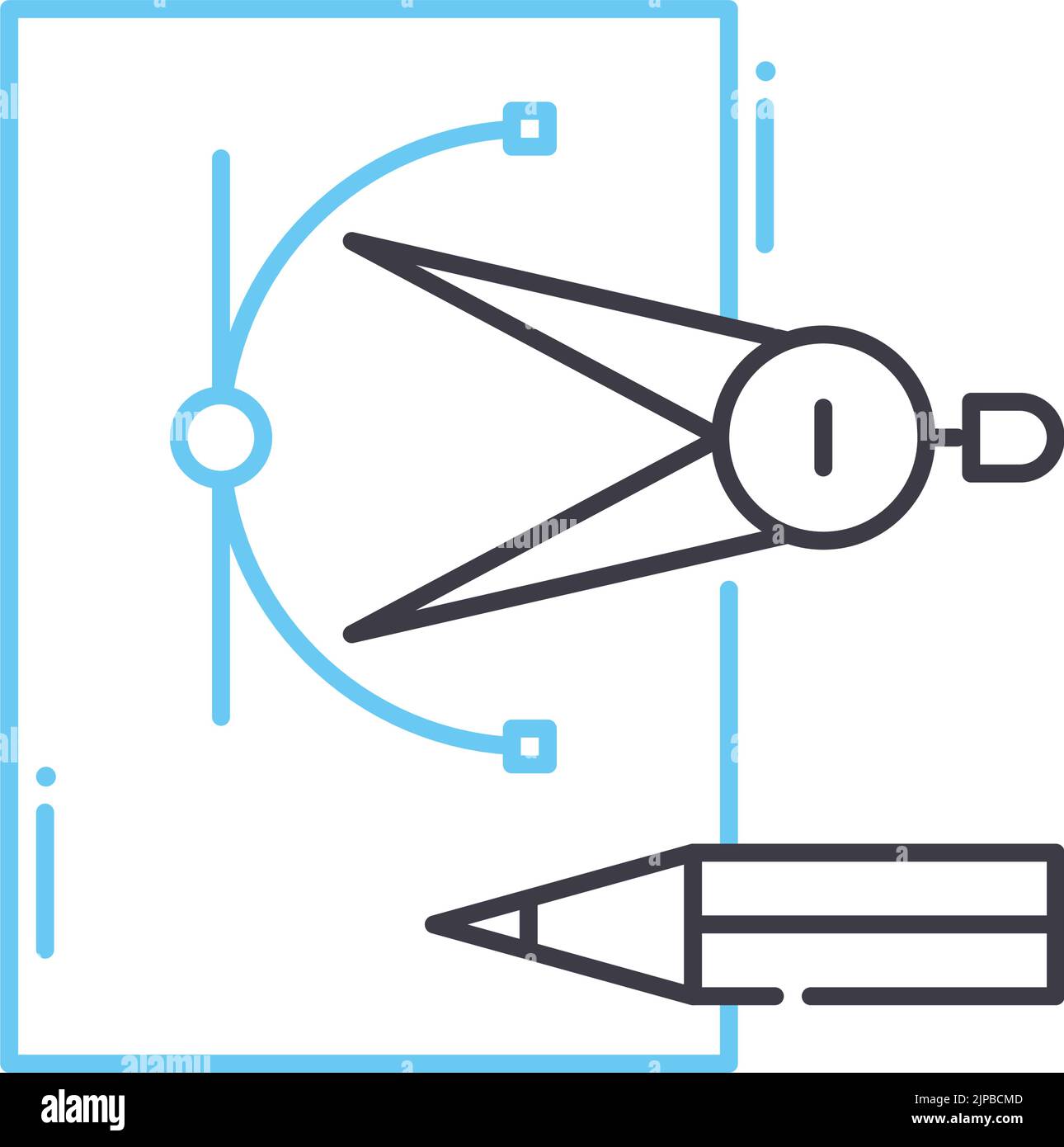 geometric tools line icon, outline symbol, vector illustration, concept ...