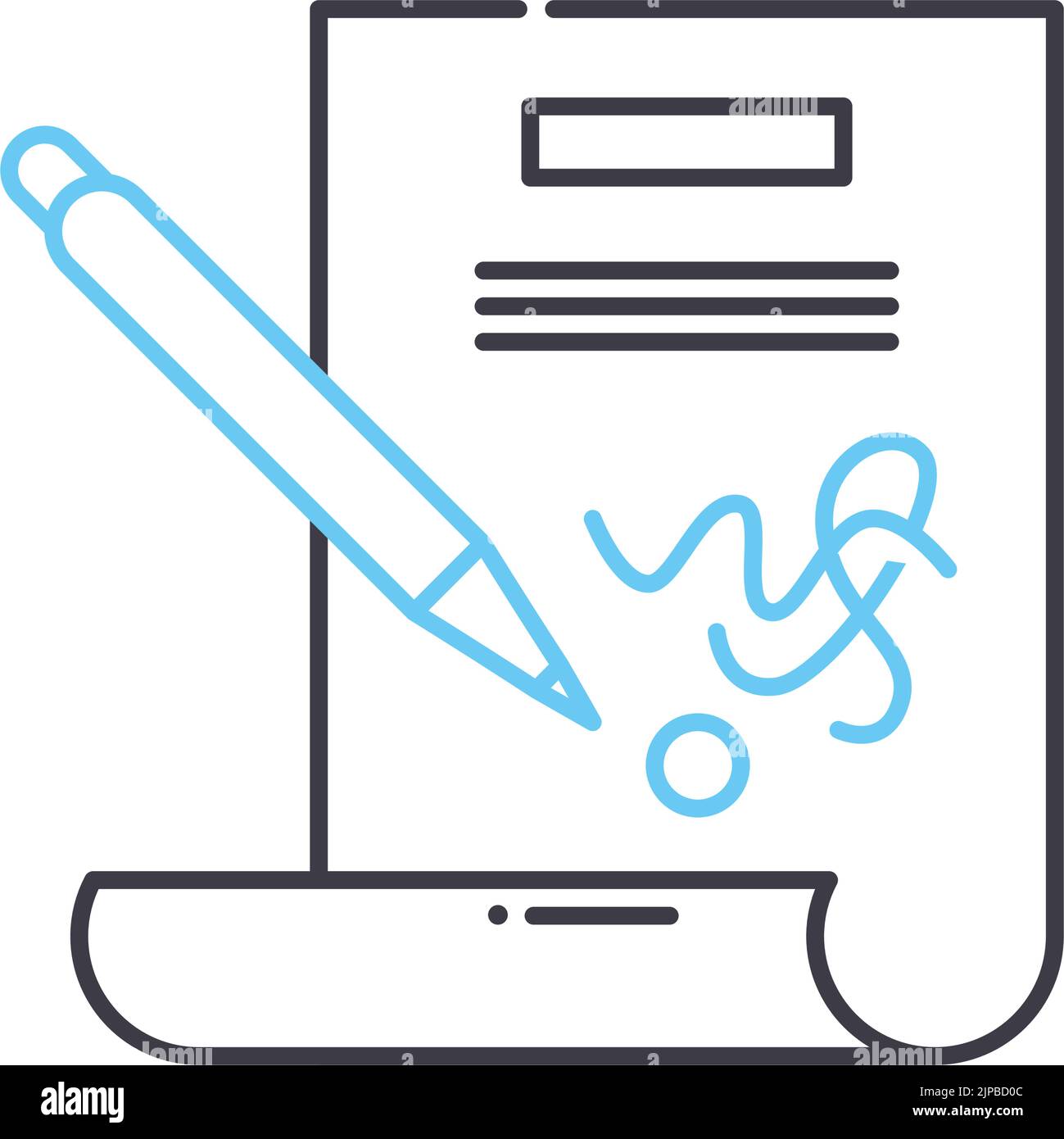 signing contracts line icon, outline symbol, vector illustration ...