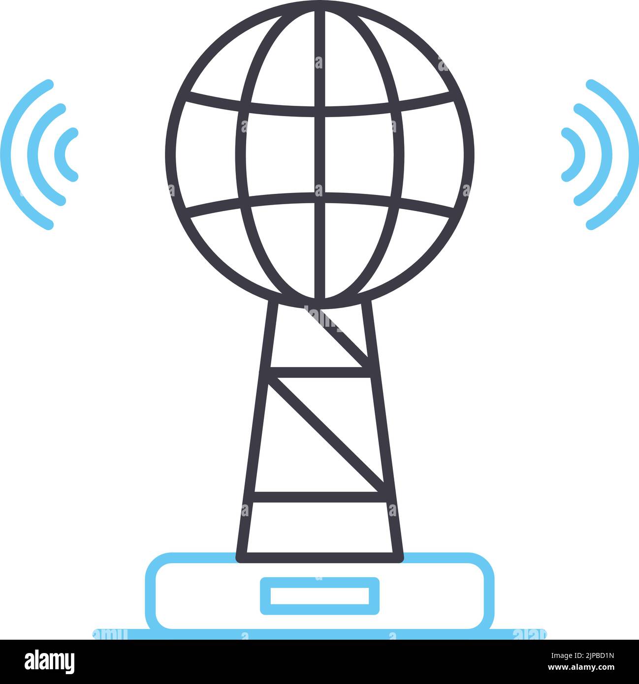wireless communication line icon, outline symbol, vector illustration ...
