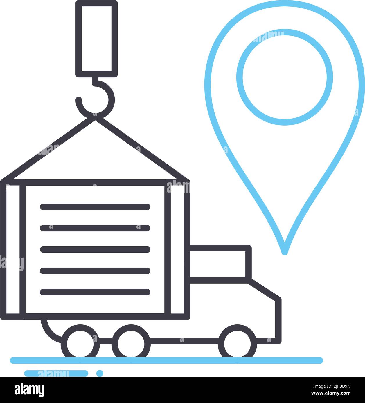 logistics destination line icon, outline symbol, vector illustration ...