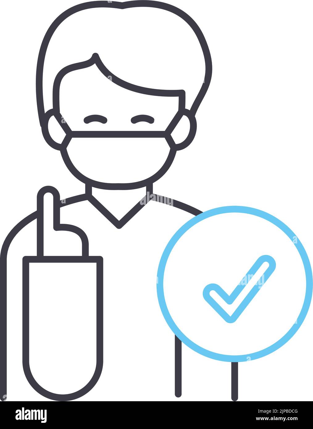 mandatory mask line icon, outline symbol, vector illustration, concept ...