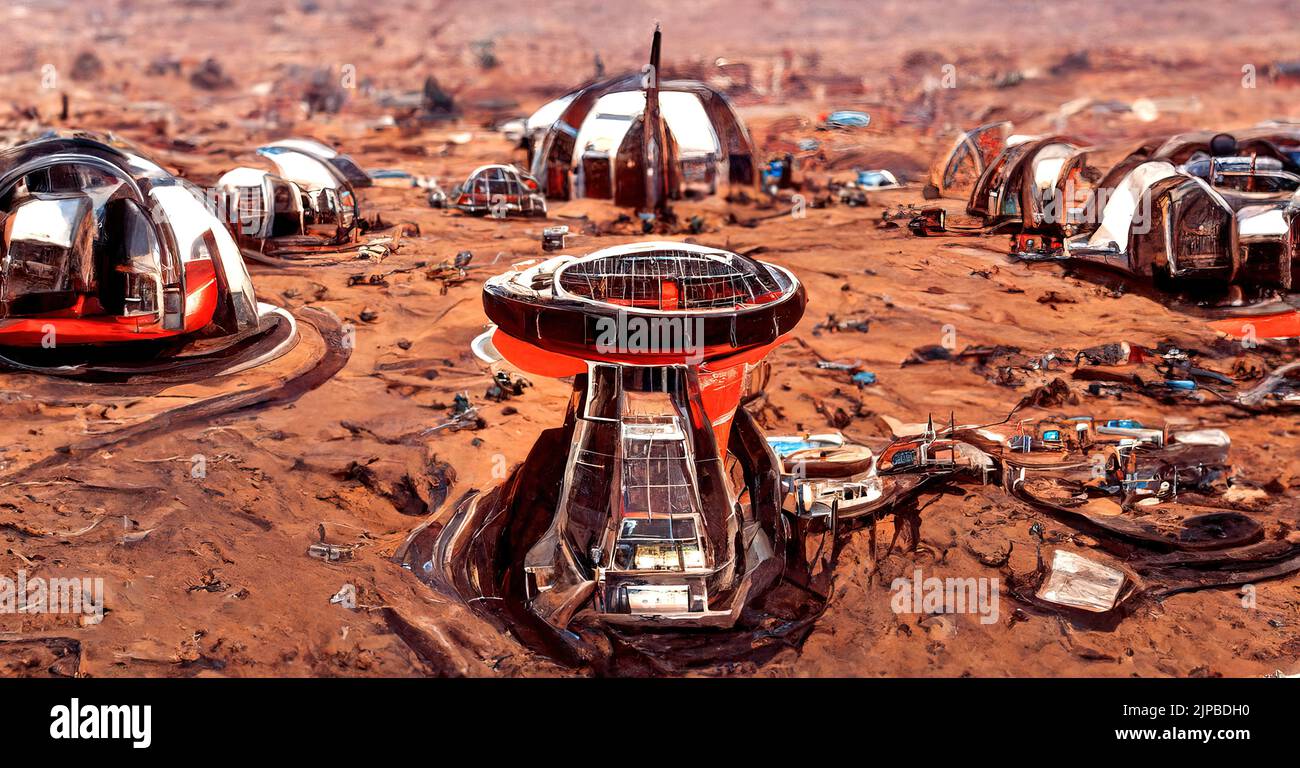 Colony on Mars, conceptual illustration Stock Photo - Alamy