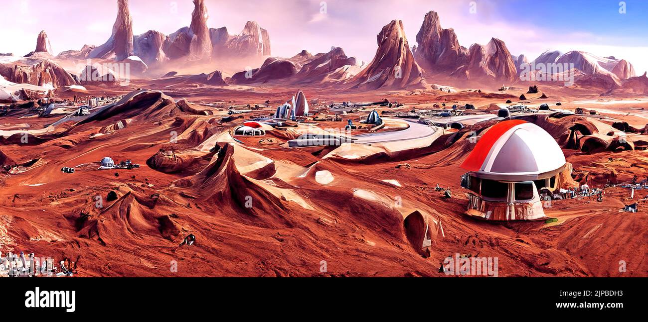 Mars colony, conceptual illustration Stock Photo - Alamy