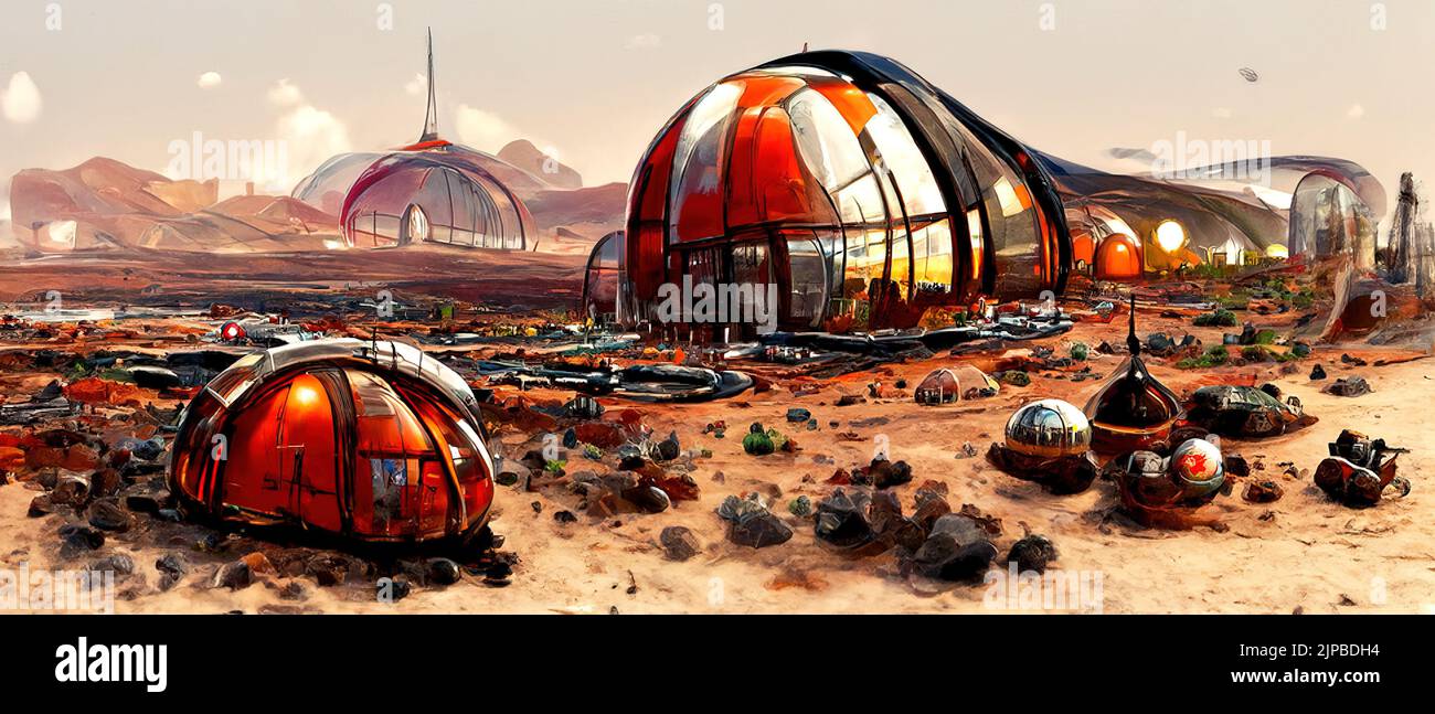 Mars colony, conceptual illustration Stock Photo - Alamy