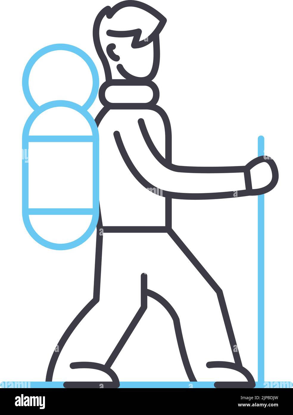 hiking line icon, outline symbol, vector illustration, concept sign ...