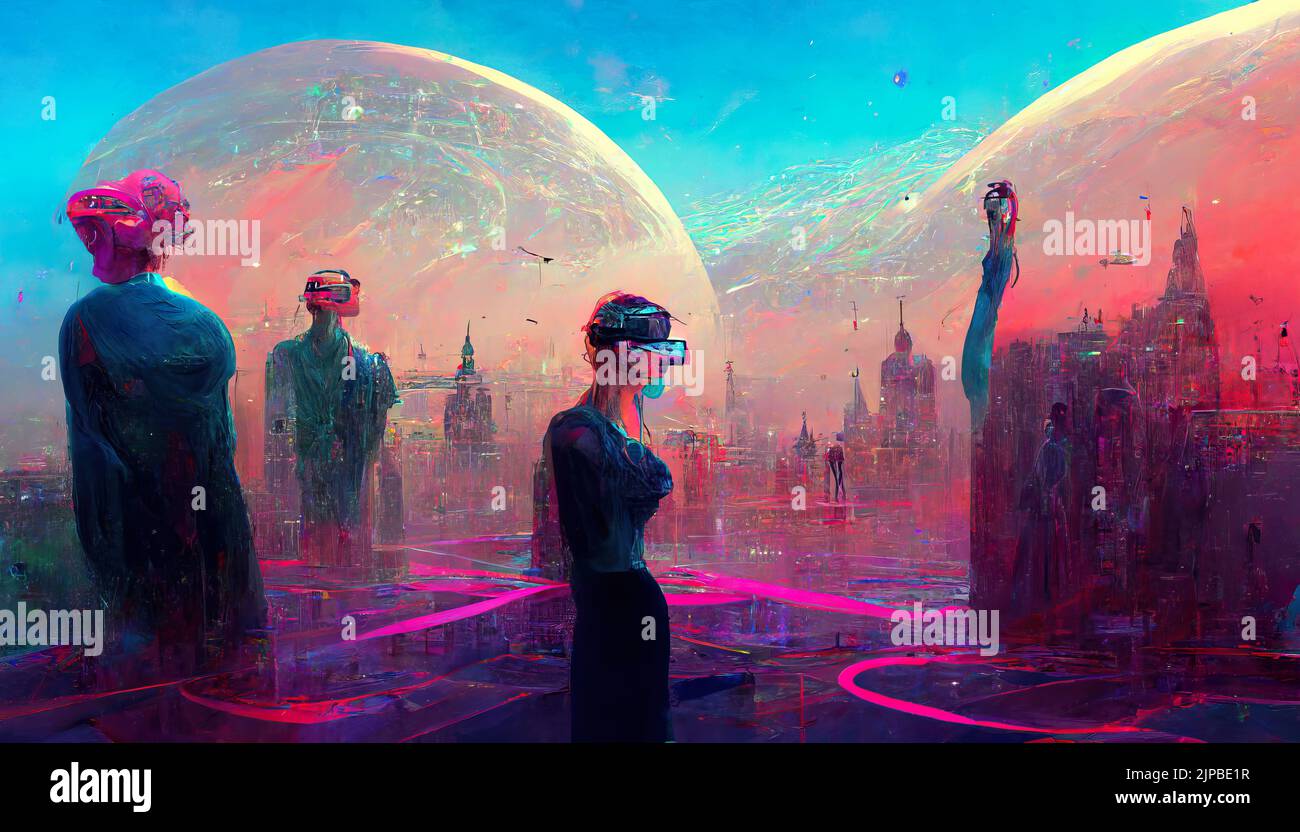Metaverse virtual reality worlds, conceptual illustration Stock Photo ...