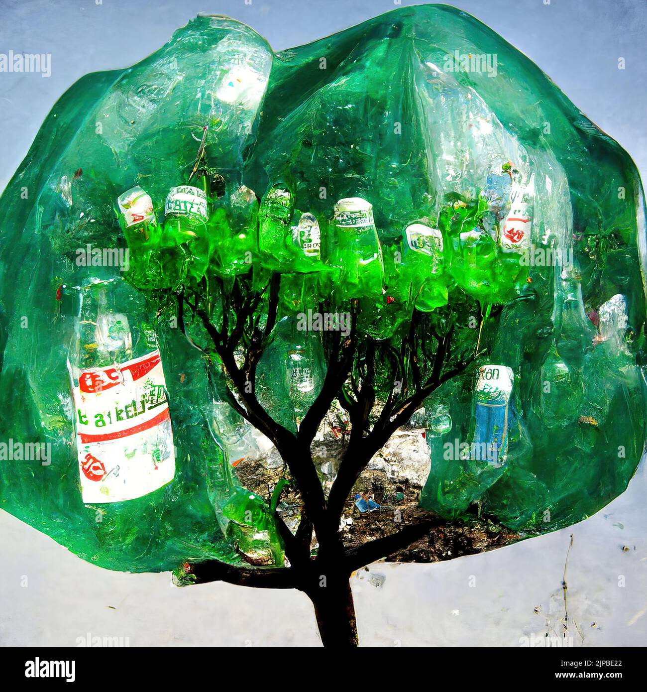 Tree made of plastic bottles, conceptual illustration Stock Photo - Alamy