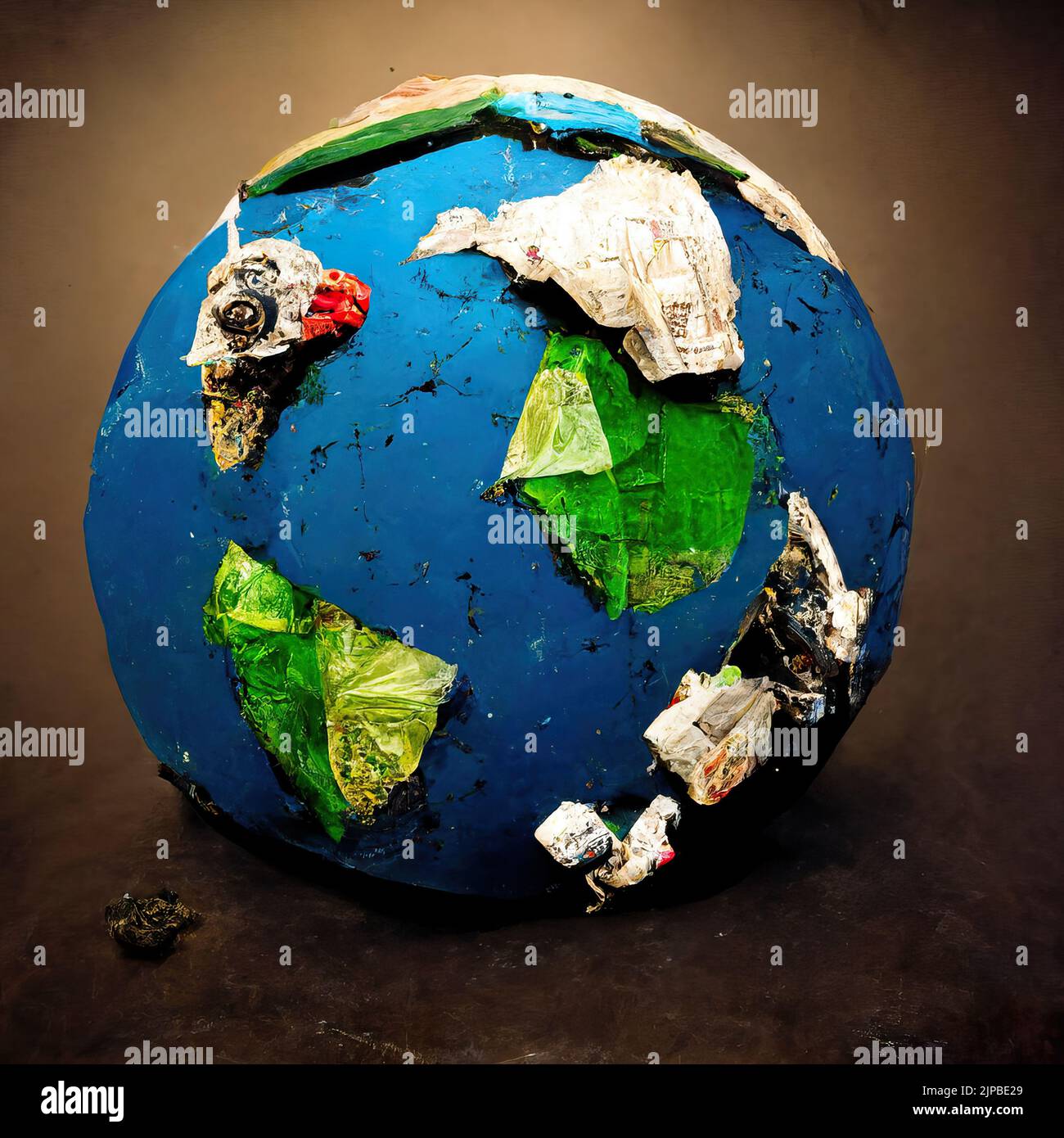 Planet Earth made from trash, conceptual illustration Stock Photo - Alamy