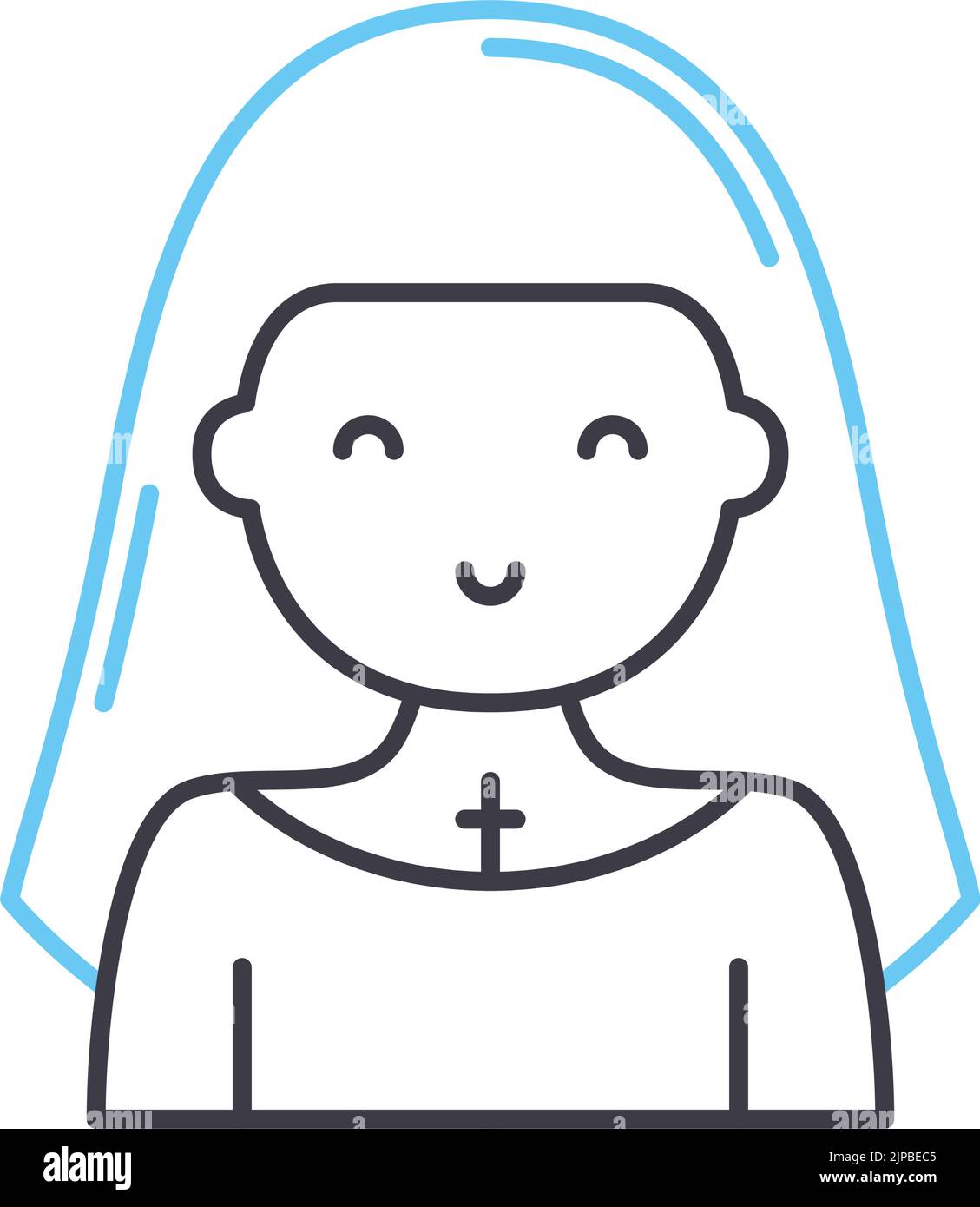 nun line icon, outline symbol, vector illustration, concept sign Stock ...