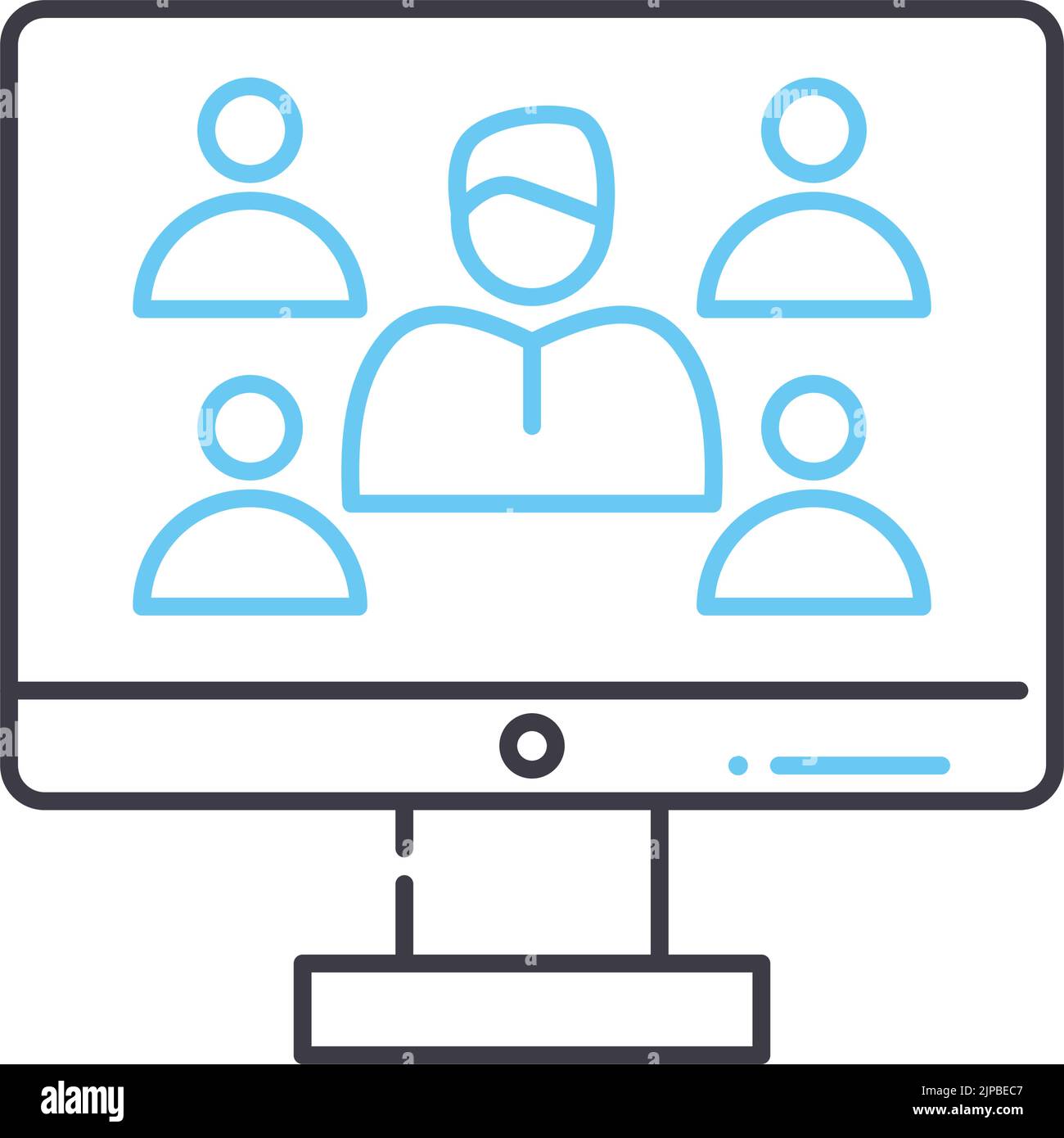 online group conference line icon, outline symbol, vector illustration, concept sign Stock ...