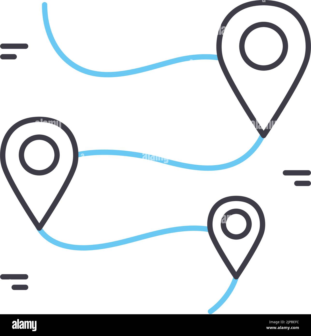 route line icon, outline symbol, vector illustration, concept sign ...