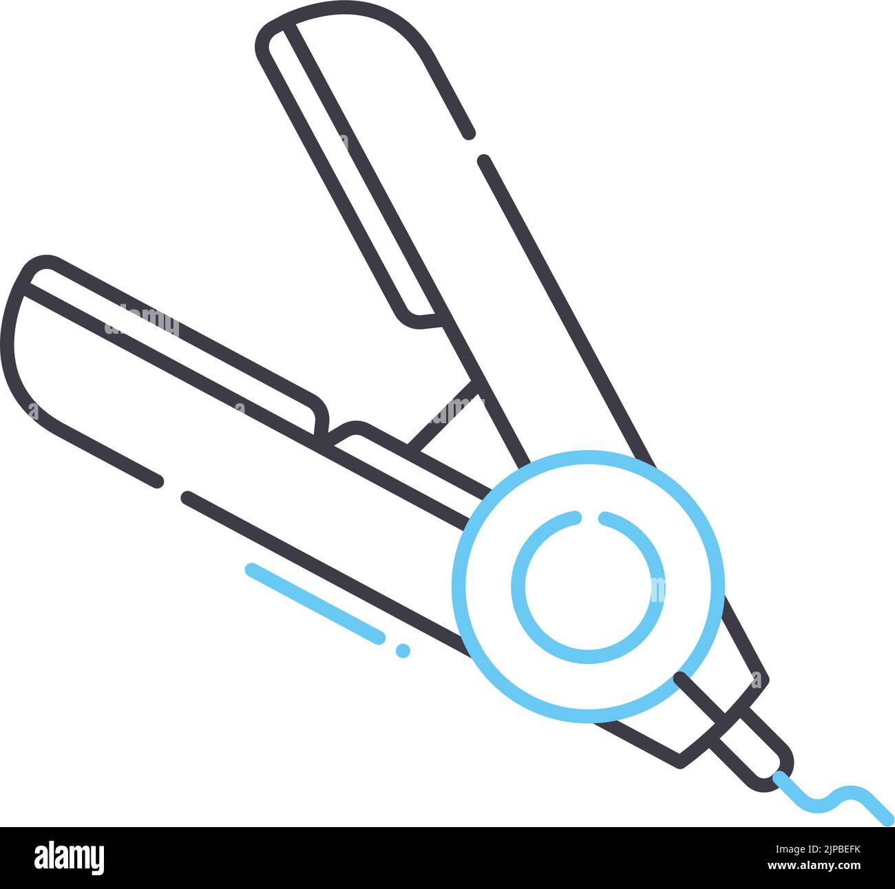 hair iron line icon, outline symbol, vector illustration, concept sign ...