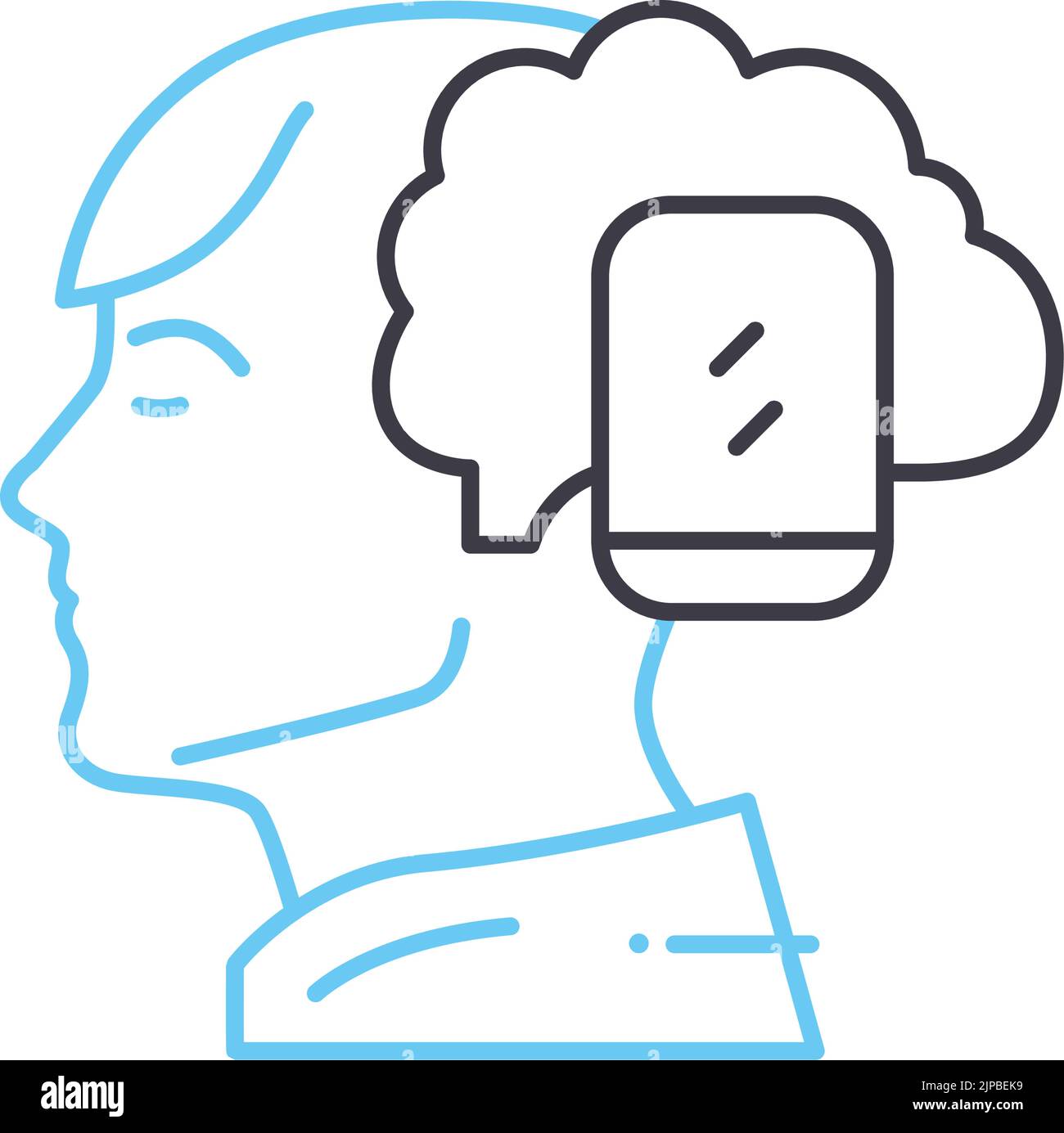 mobile phone addiction line icon, outline symbol, vector illustration ...