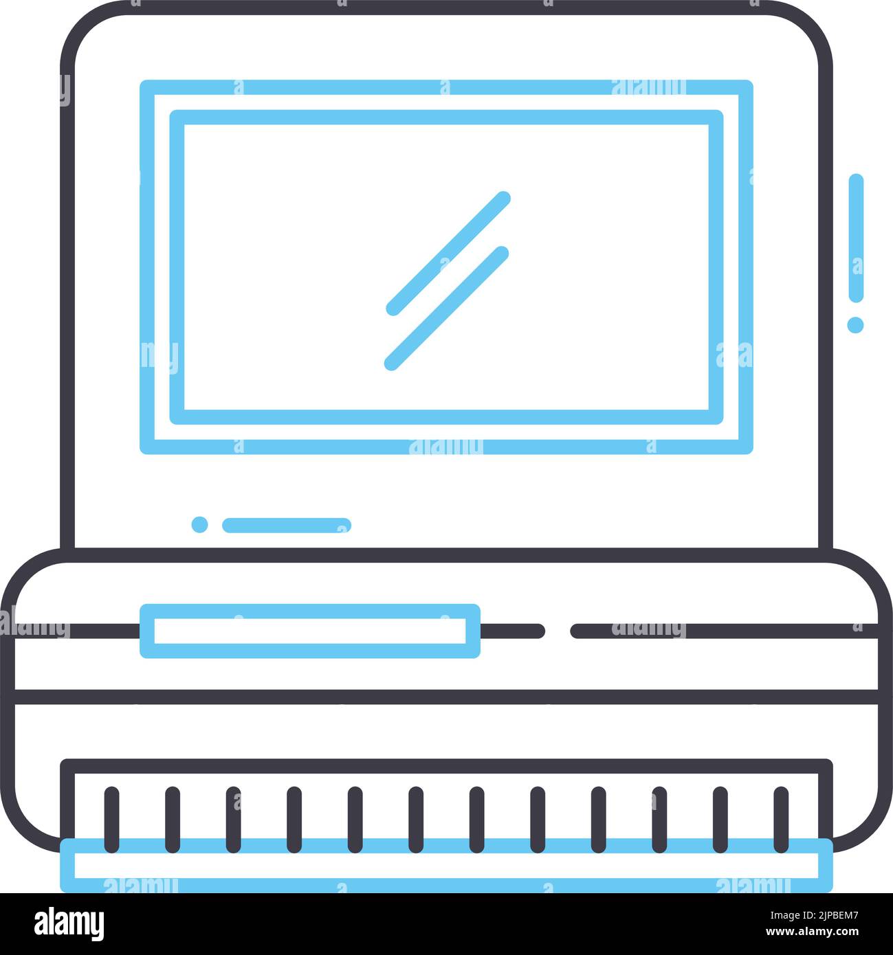 old computer line icon, outline symbol, vector illustration, concept ...