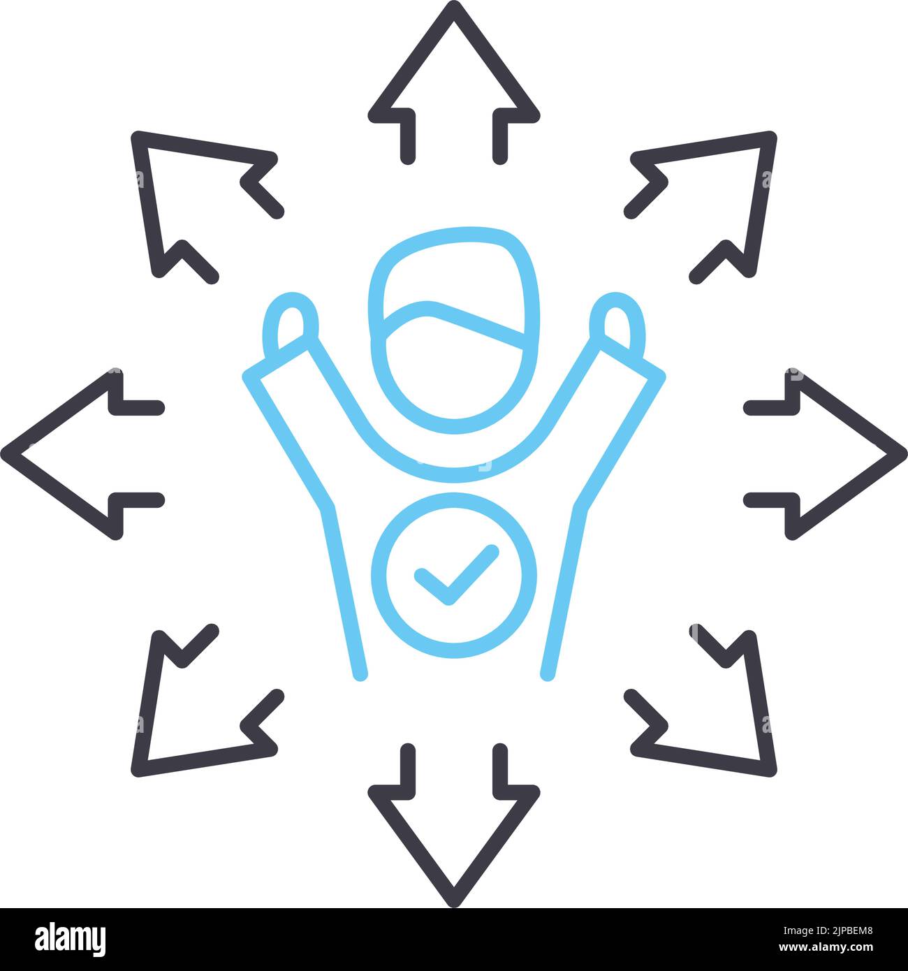 market positioning line icon, outline symbol, vector illustration ...