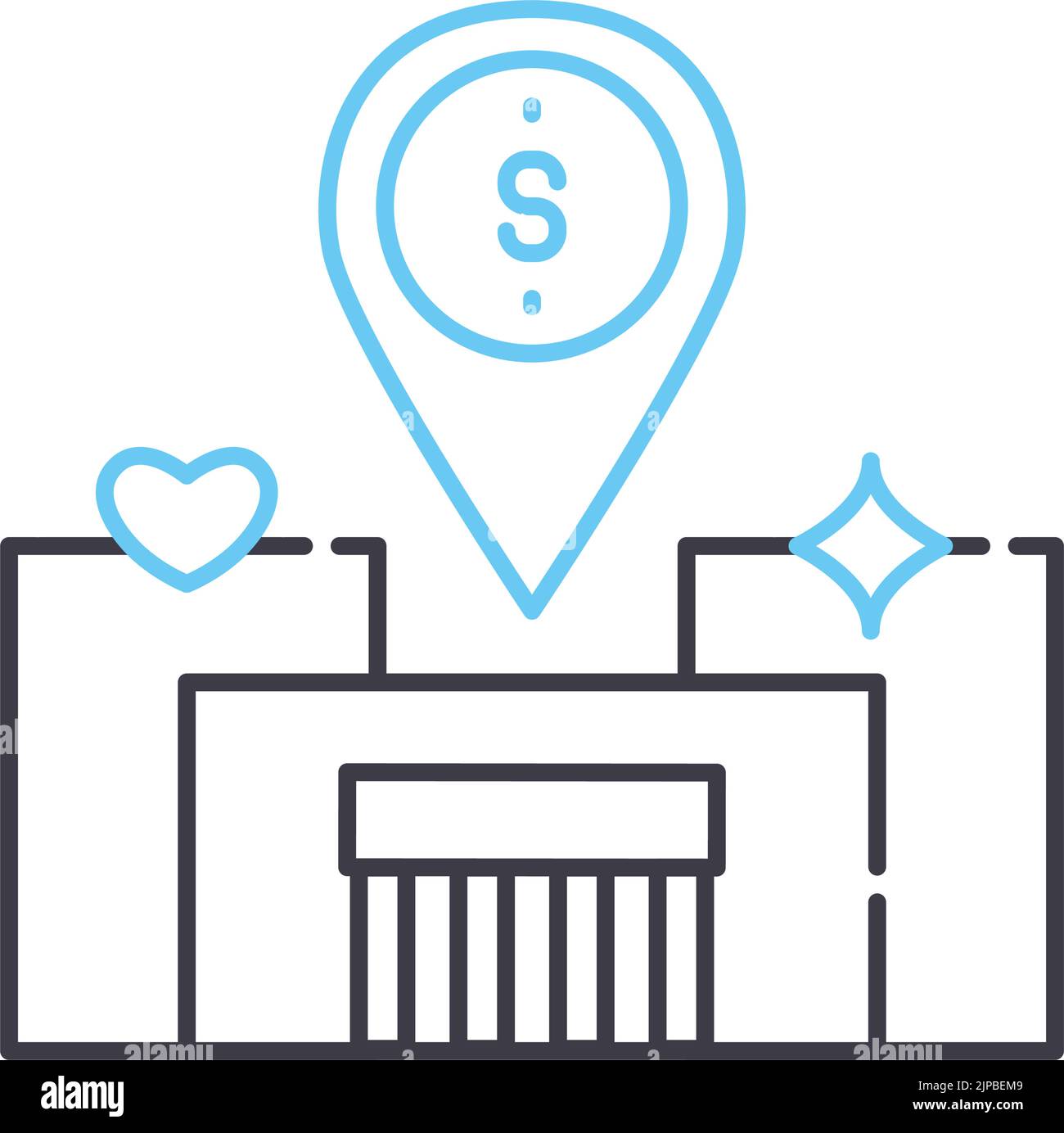 location line icon, outline symbol, vector illustration, concept sign ...