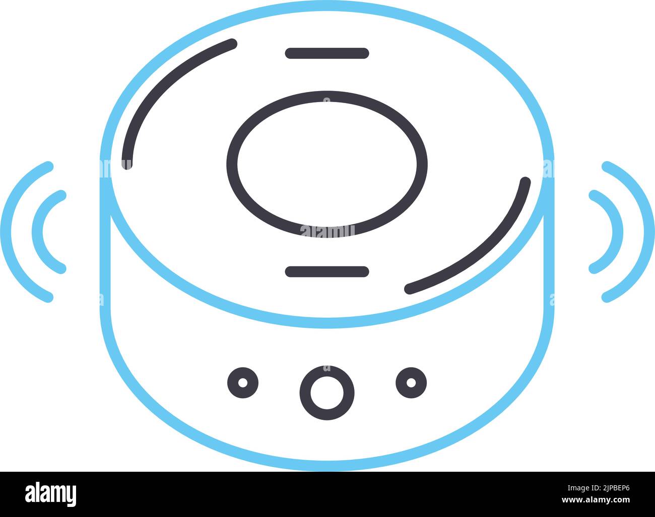 vacuum cleaner robot line icon, outline symbol, vector illustration, concept sign Stock Vector ...