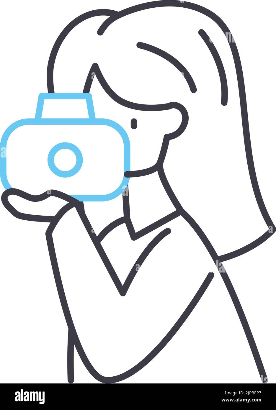 photographer line icon, outline symbol, vector illustration, concept ...